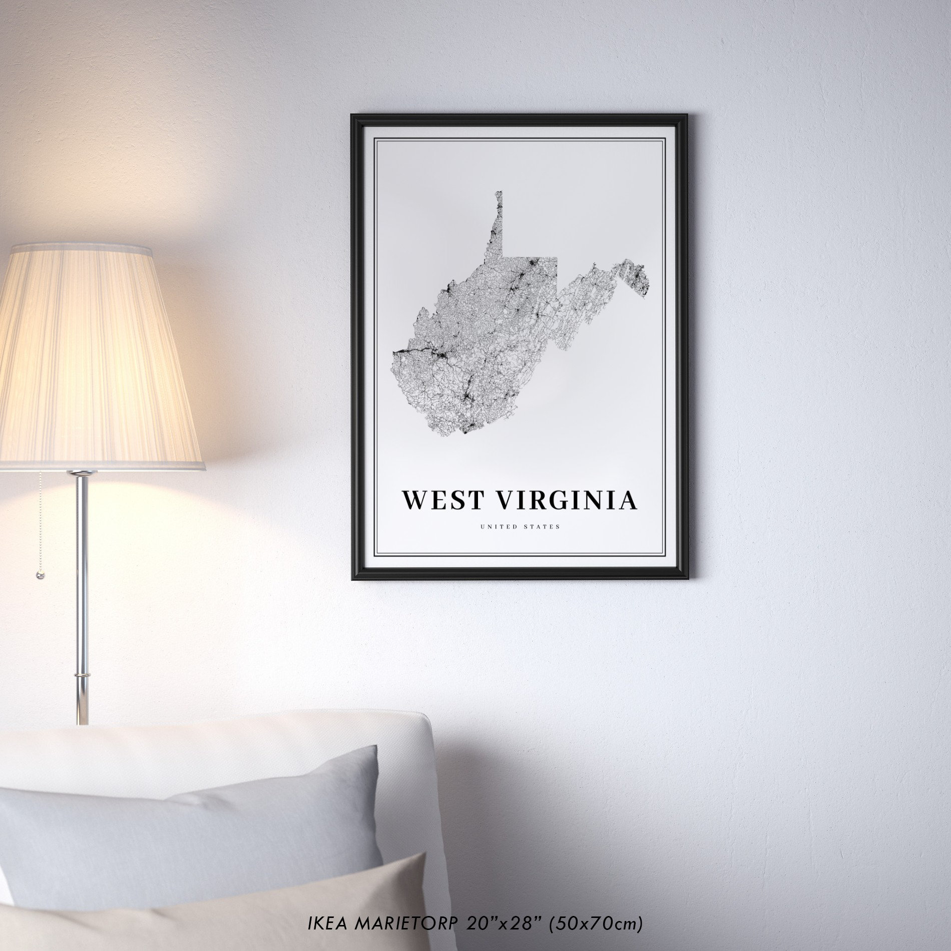West Virginia Map Print State Road Map Print WV USA United - Etsy