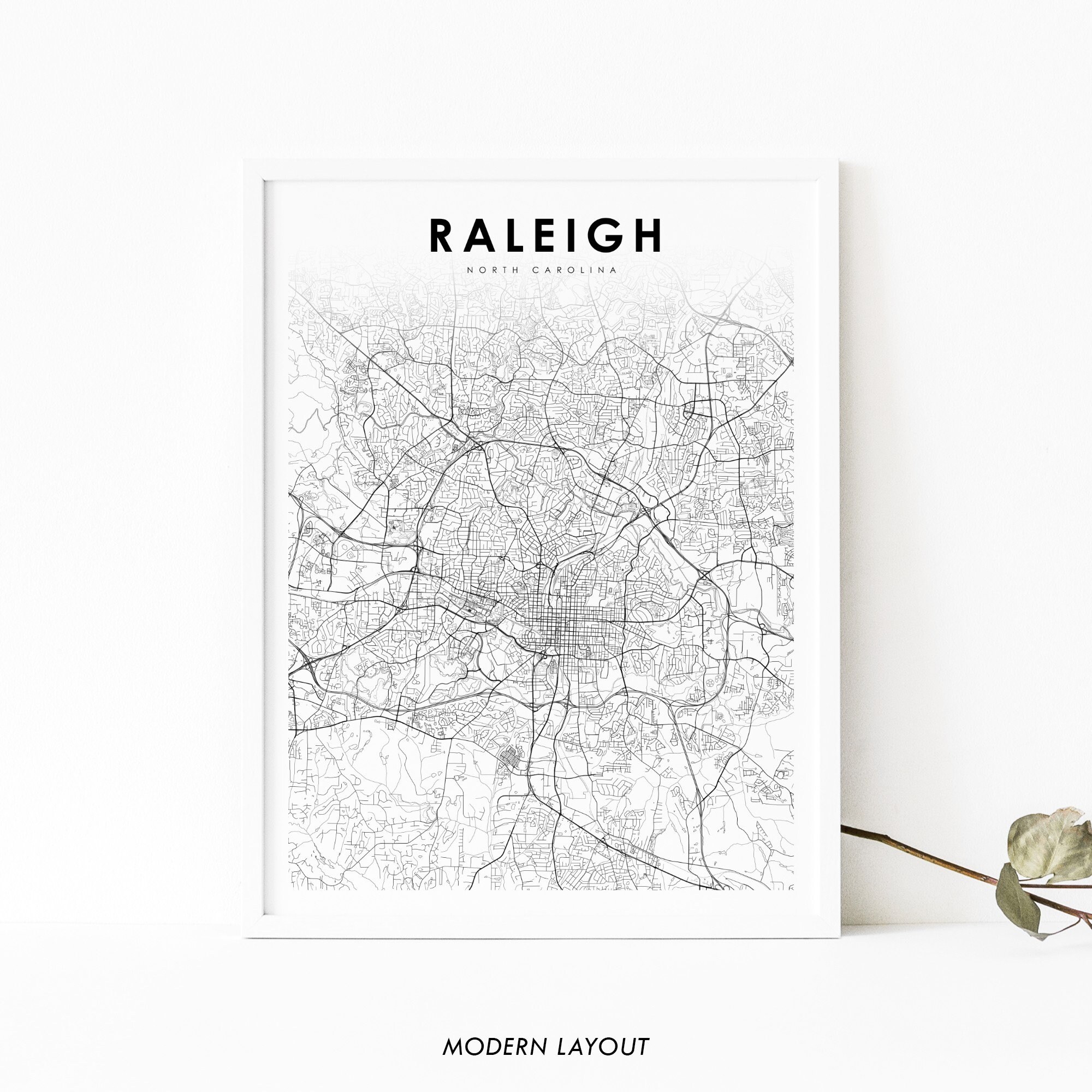Raleigh NC Map Print North Carolina USA Map Art Poster City | Etsy