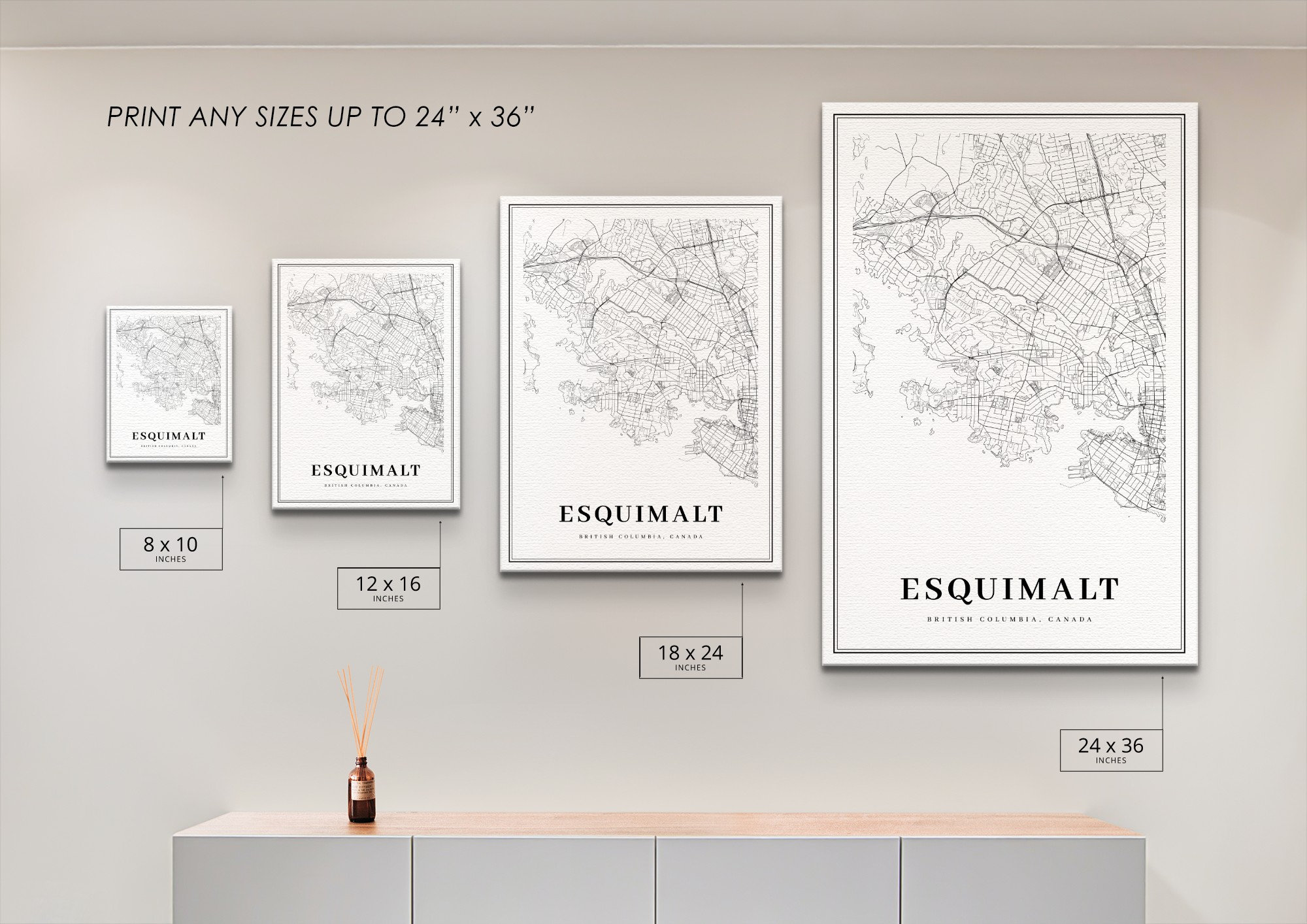 Esquimalt BC Map Print, British Columbia Canada Map Art Poster ...