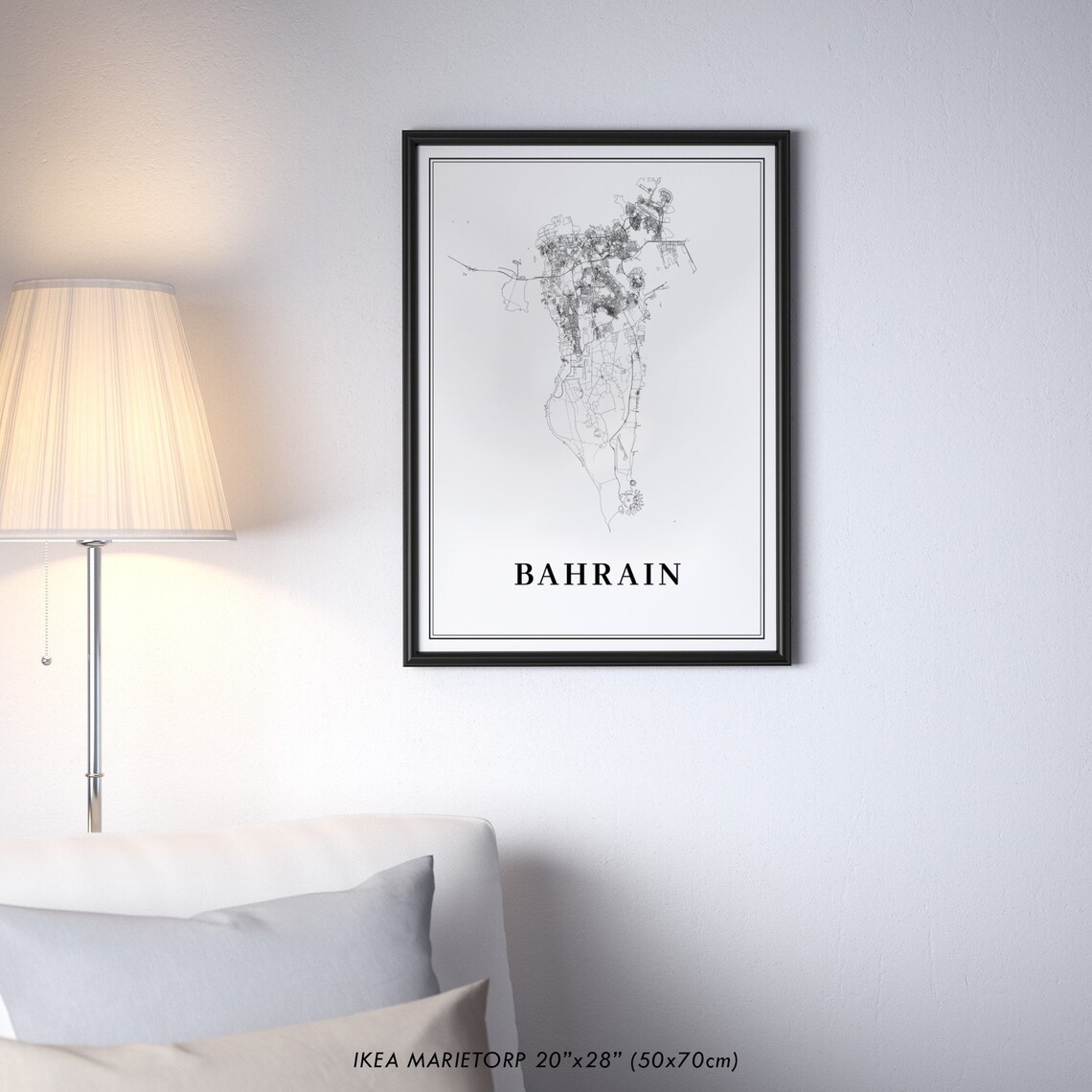 Bahrain Map Print, Road Map Art Poster, مملكة البحرين Mamlakat Al ...