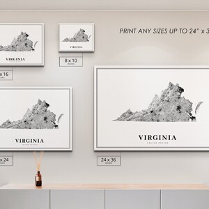 Virginia Map Print, State Road Map Print, VA USA United States Map Art ...