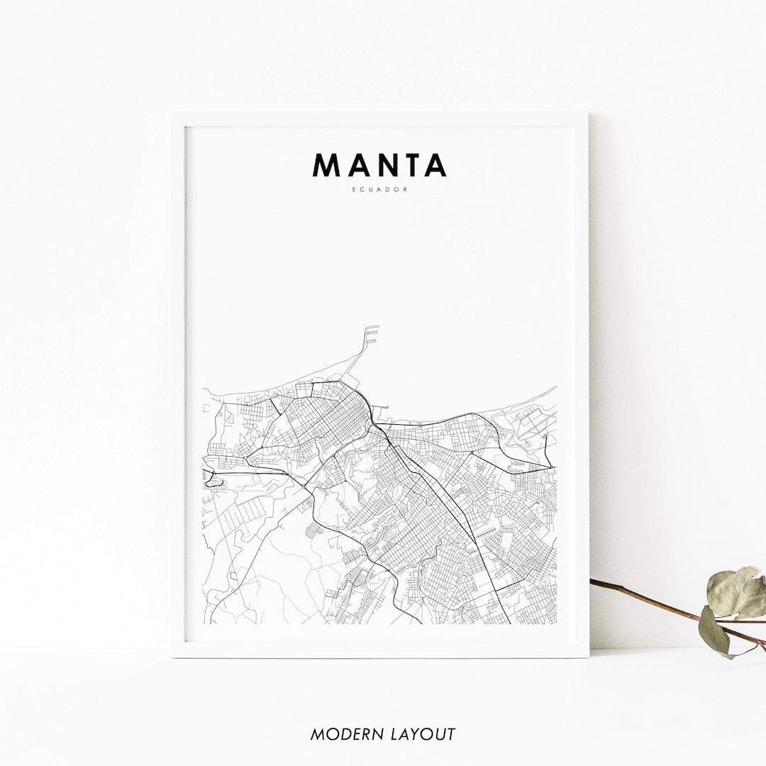Manta Ecuador Map Print, Map Art Poster, San Pablo De Manta, City ...