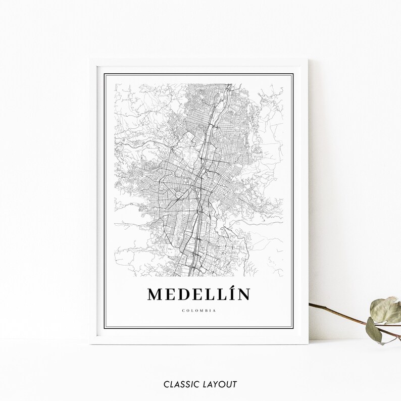 Medellin Colombia Map Print, Medellín Map Art Poster, City Street Road ...