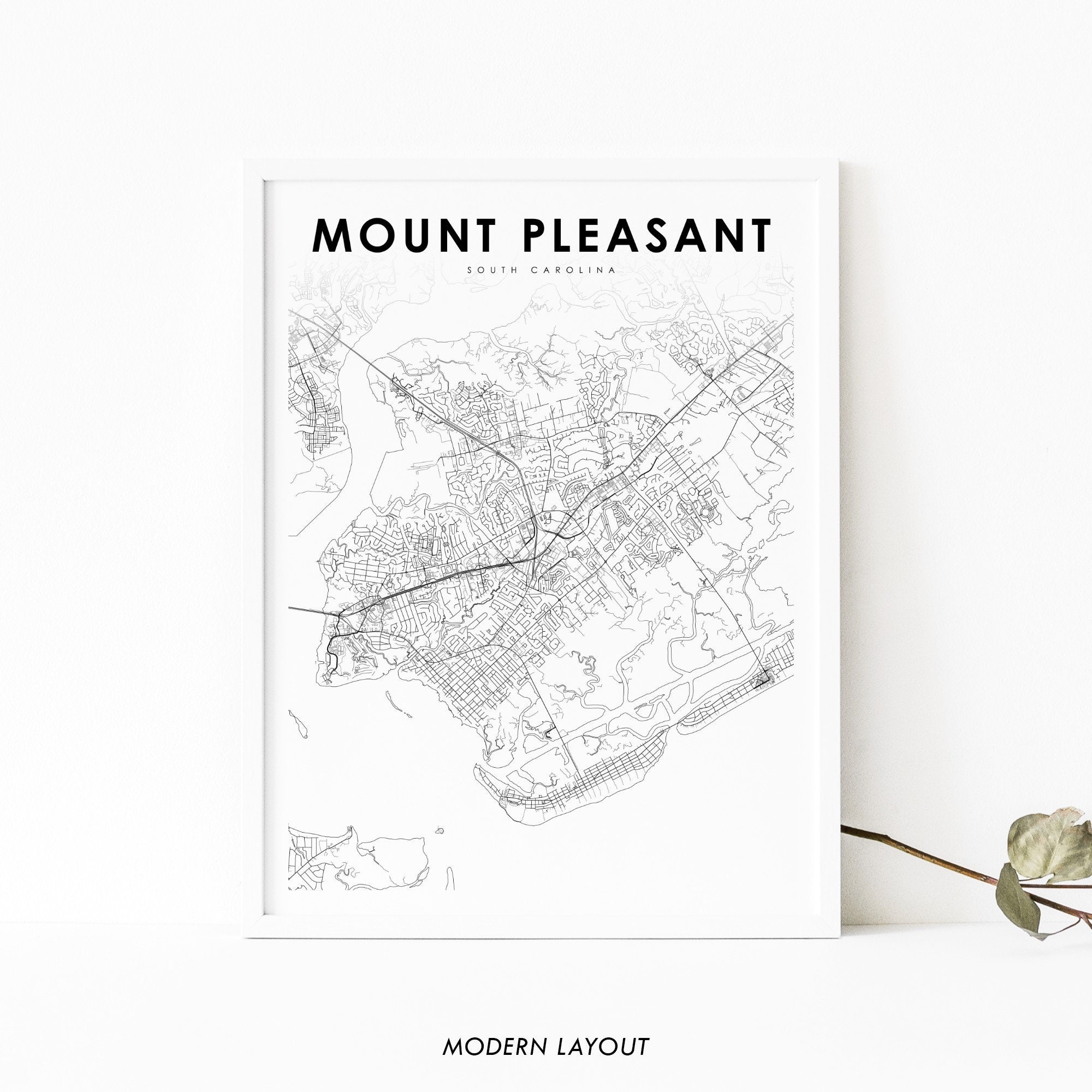 Mount Pleasant SC Map Print South Carolina USA Map Art | Etsy