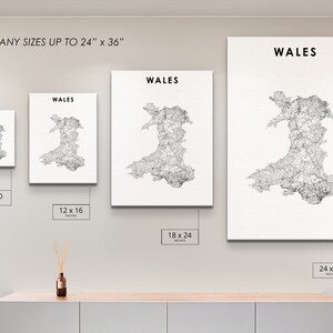 Wales Map Print, Road Map Art Poster, UK United Kingdom Britain Cardiff ...