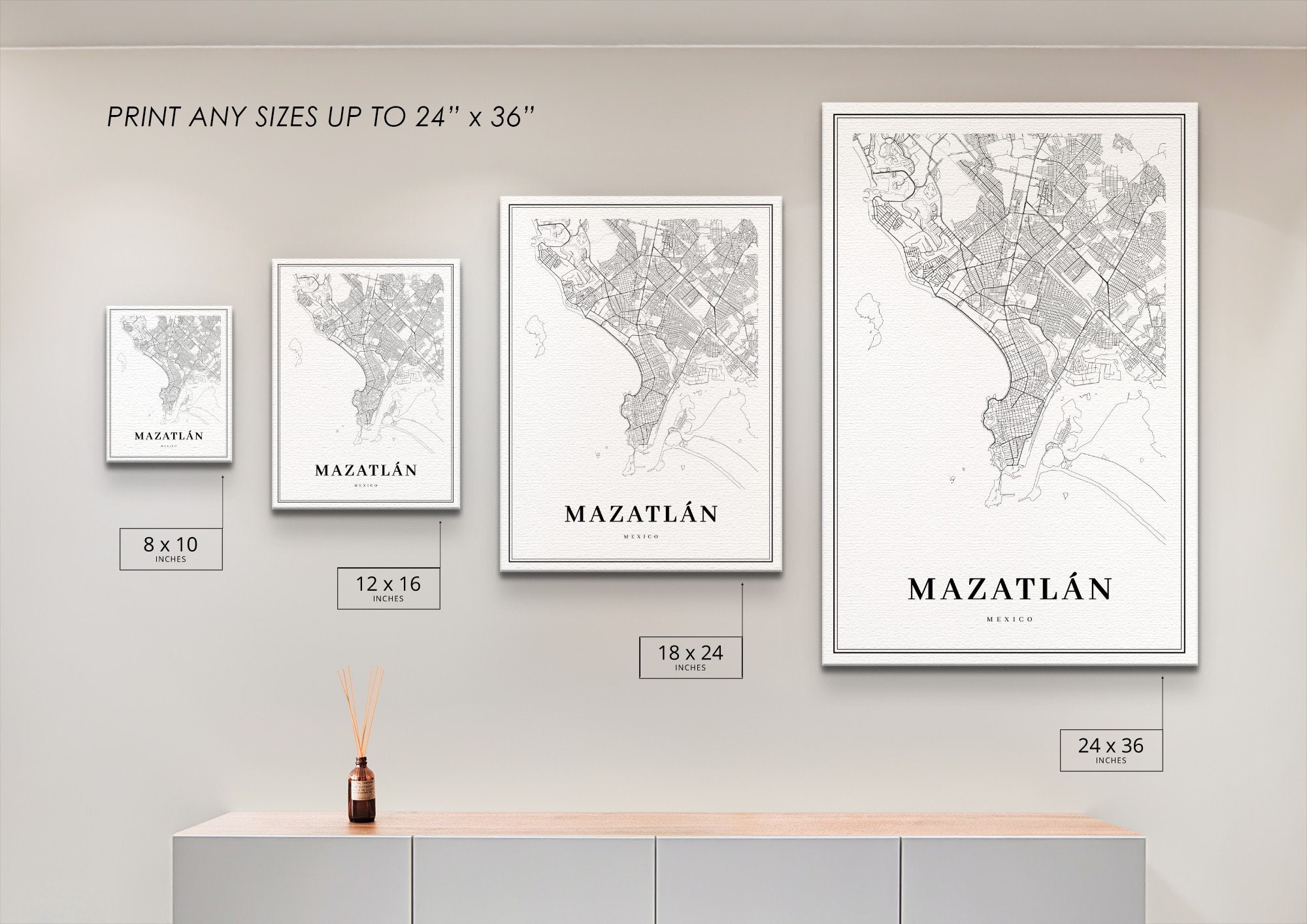 Mazatlan Mexico Map Print, Map Art Poster, Mazatlán Ciudad De México ...