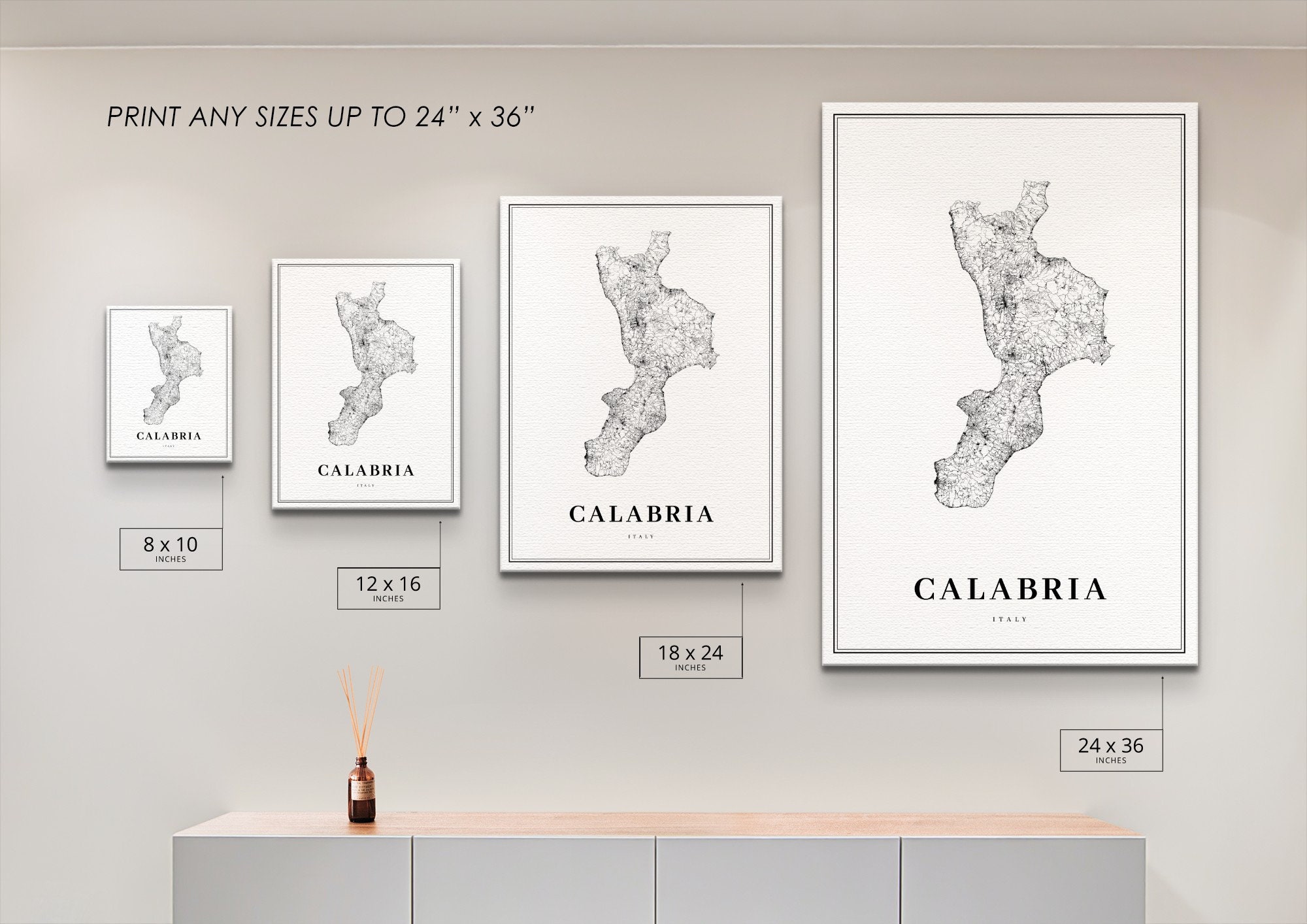 Calabria Italy Map Print Road Map Art Poster Calàbbria - Etsy