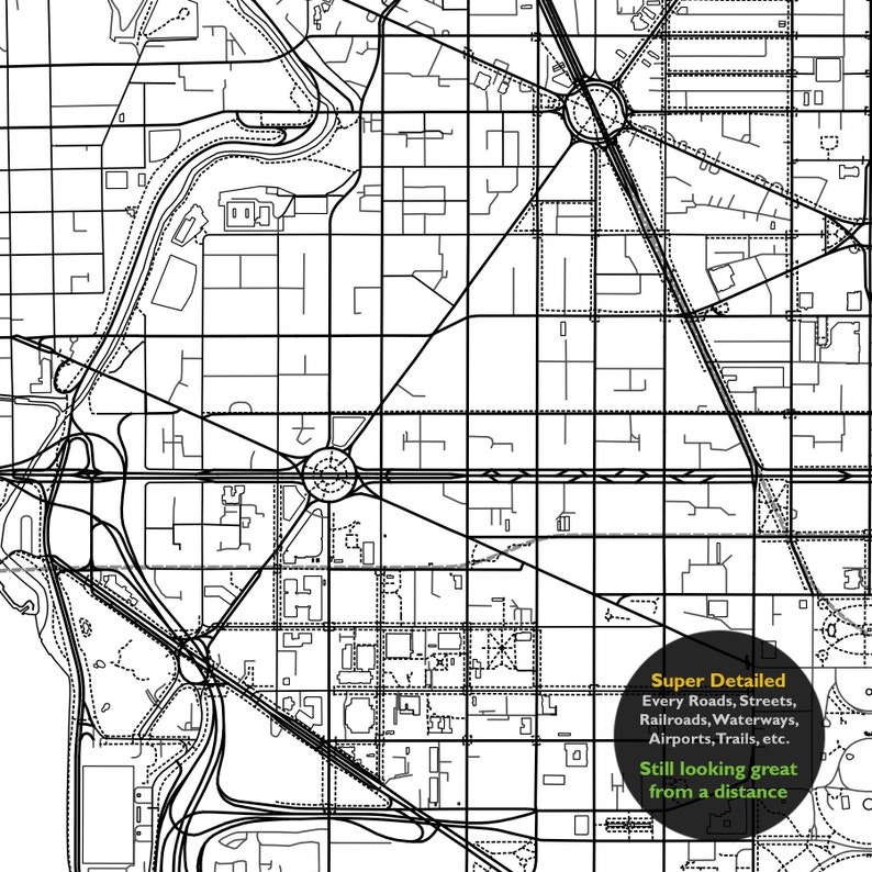 Downtown Washington DC Map Print, District of Columbia Map Art Poster ...