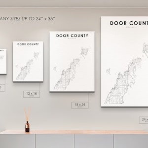 Door County WI Map Print, Wisconsin USA Map Art Poster, City Street ...