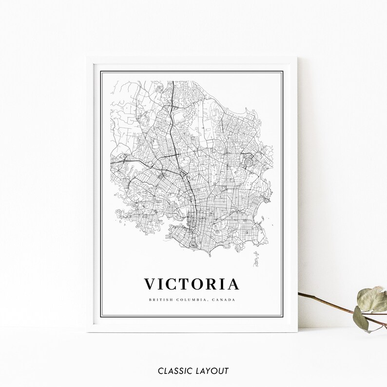 Victoria BC Map Print British Columbia Canada Map Art Poster - Etsy