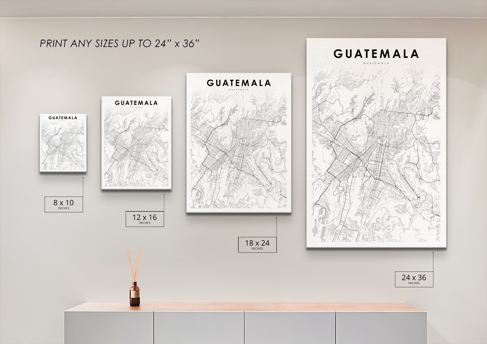 Guatemala City Map Print, Guatemala Map Art Poster, City Street Road ...