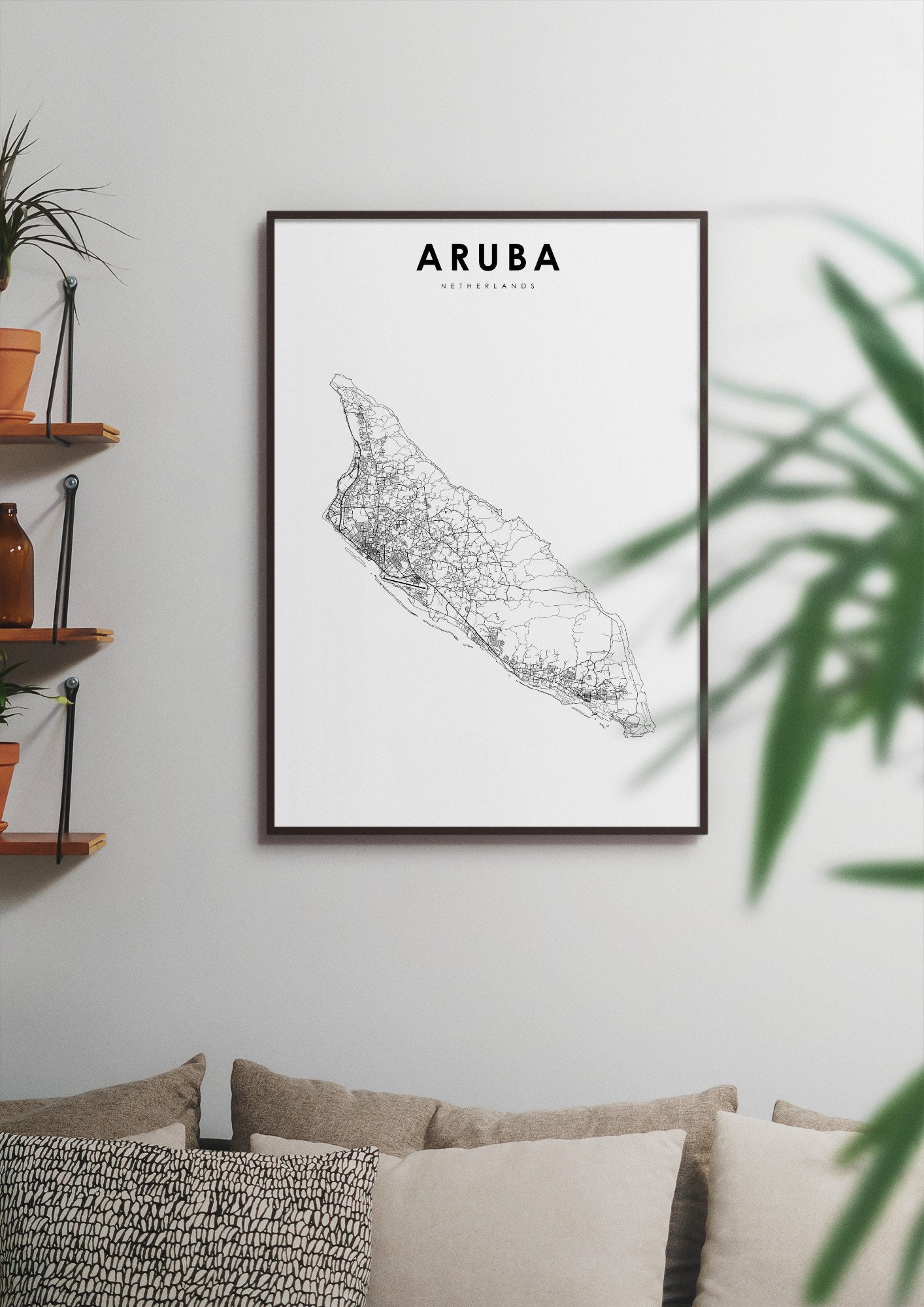 Aruba Map Print Netherlands Map Art Poster Oranjestad City - Etsy