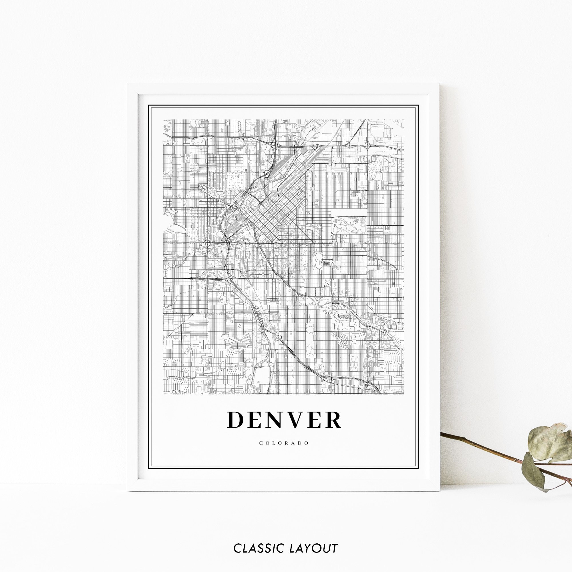 Denver CO Map Print Colorado USA Map Art Poster City Street | Etsy