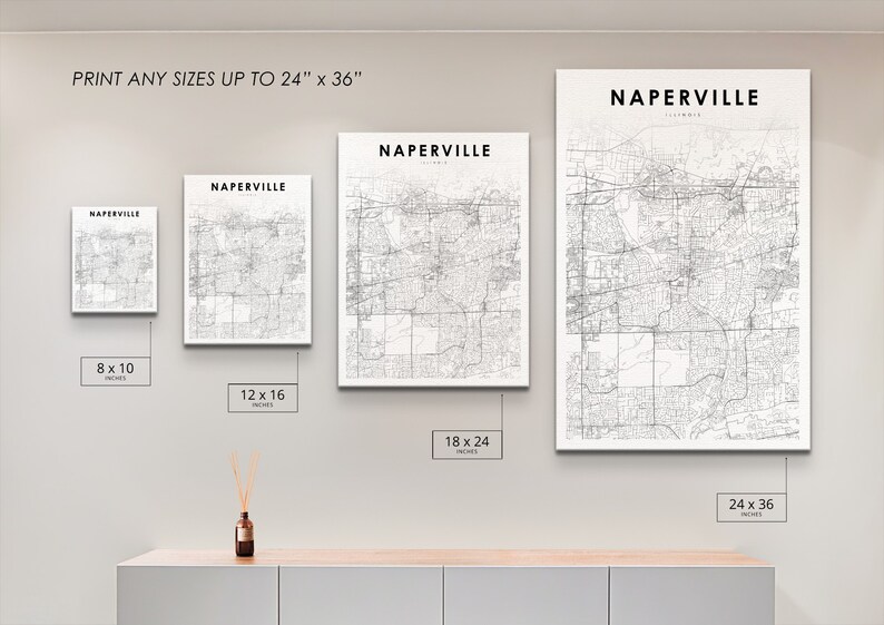 Naperville IL Map Print Illinois USA Map Art Poster City - Etsy