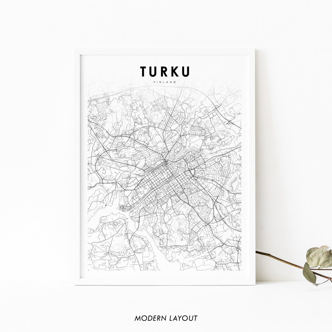 Turku Finnland Karte Print, Karte Kunst Poster, Åbo Turun Suomi, Stadt ...