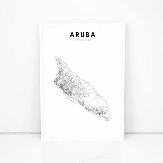 Aruba Map Print Netherlands Map Art Poster Oranjestad City | Etsy