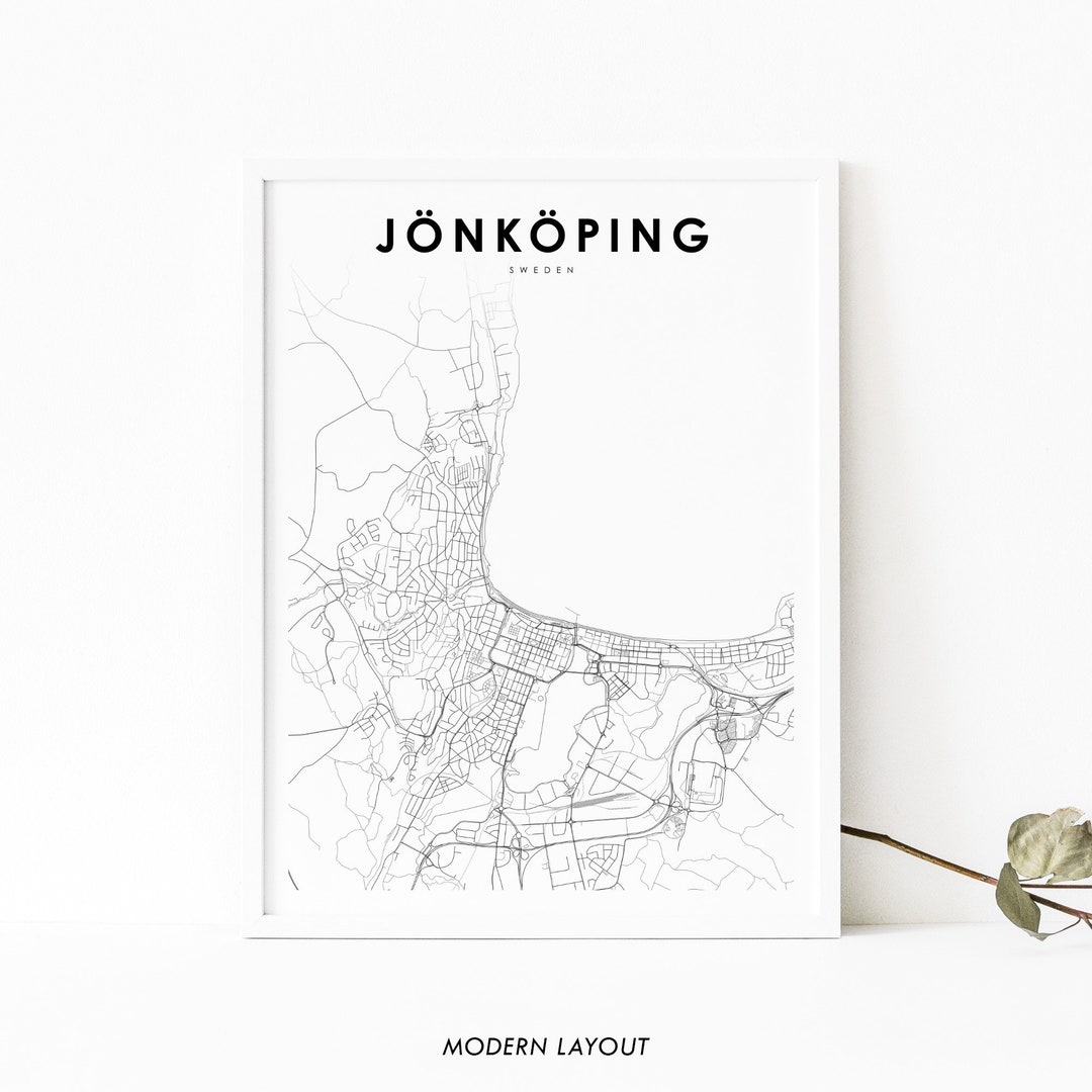 Jonkoping Sweden Map Print, Map Art Poster, Jönköping Vättern, City ...