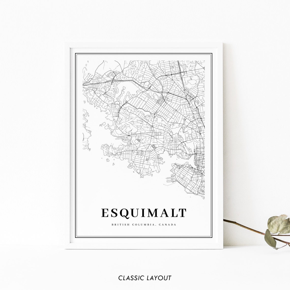 Esquimalt BC Map Print, British Columbia Canada Map Art Poster ...