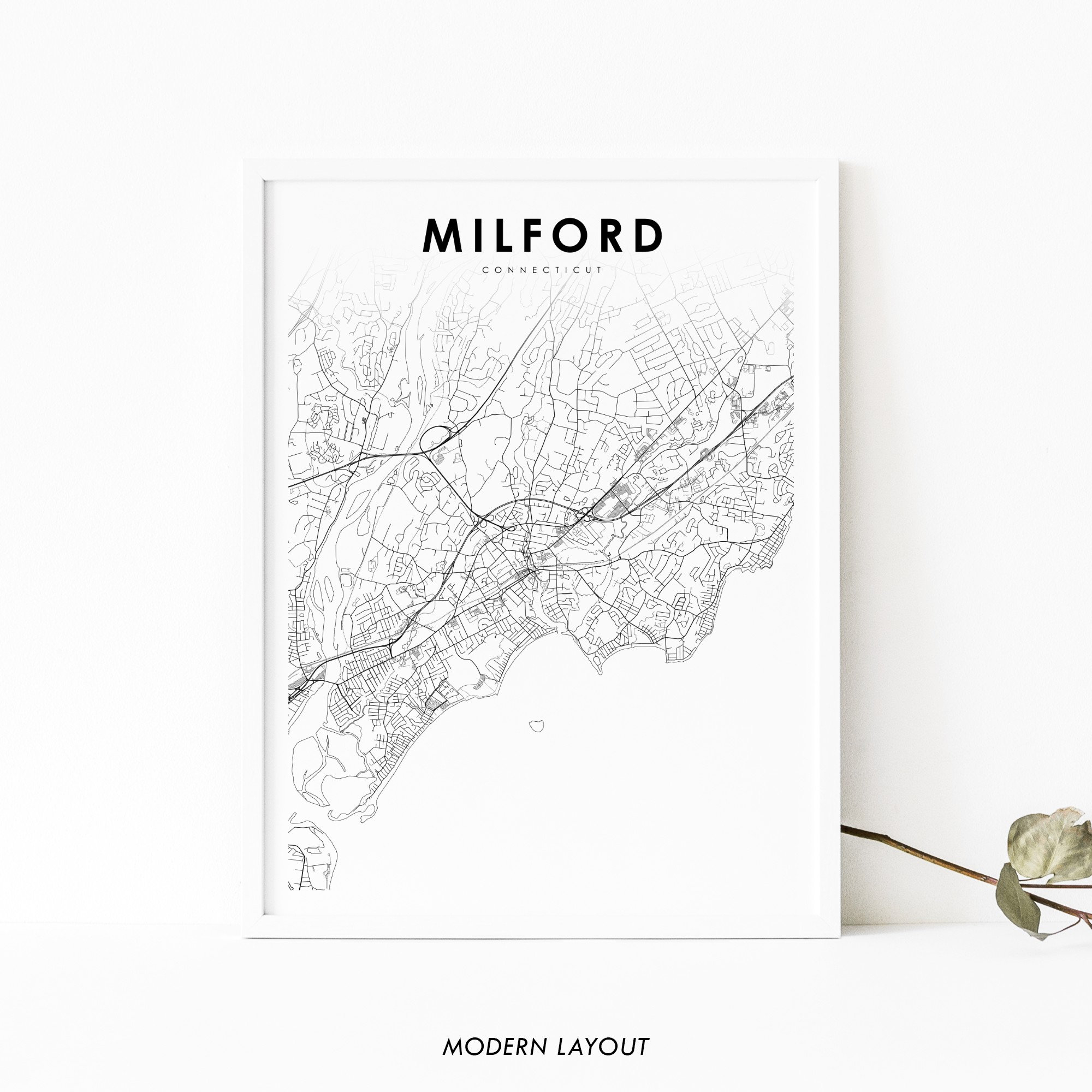 Milford CT Map Print Connecticut USA Map Art Poster New | Etsy