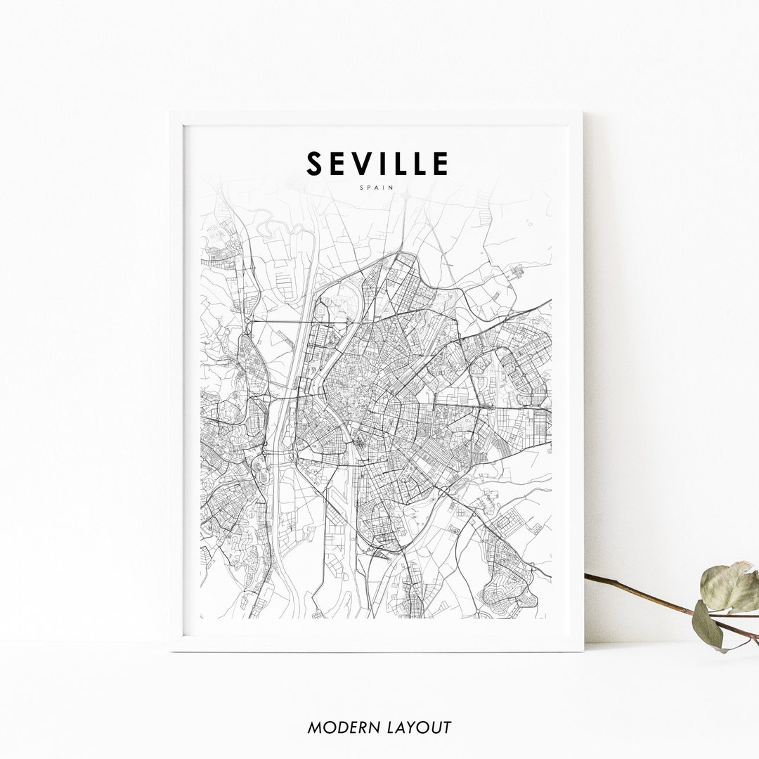 Seville Spain Map Print, Map Art Poster, Sevilla Andalusia, City Street ...