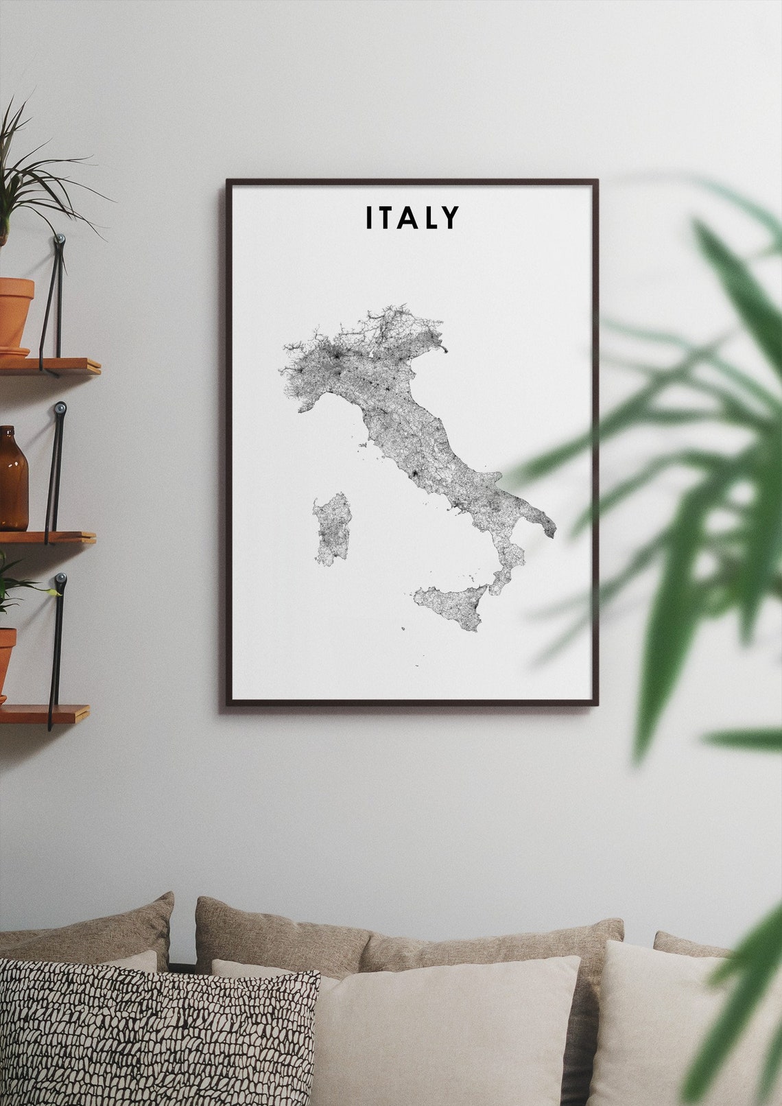Italy Map Print Italy Road Map Poster Italia Italian | Etsy
