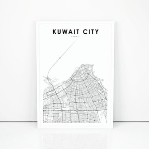 Kuwait City Map Print Kuwait Map Art Poster مدينة الكويت | Etsy