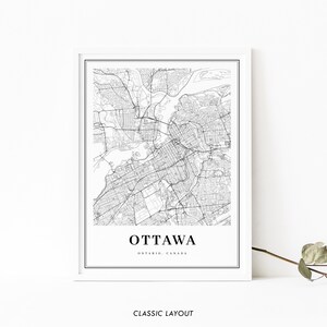 Ottawa Ontario Map Print, ON Canada Map Art Poster, Gatineau Quebec ...
