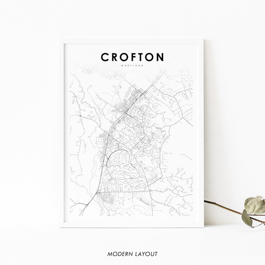 Crofton MD Map Print, Maryland USA Map Art Poster, Anne Arundel, City ...