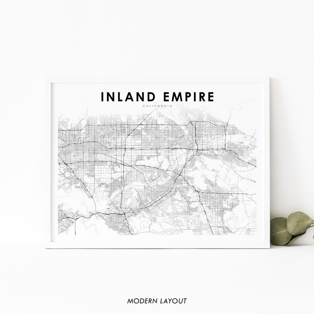 Inland Empire CA Map Print, California USA Map Art Poster, City Street ...
