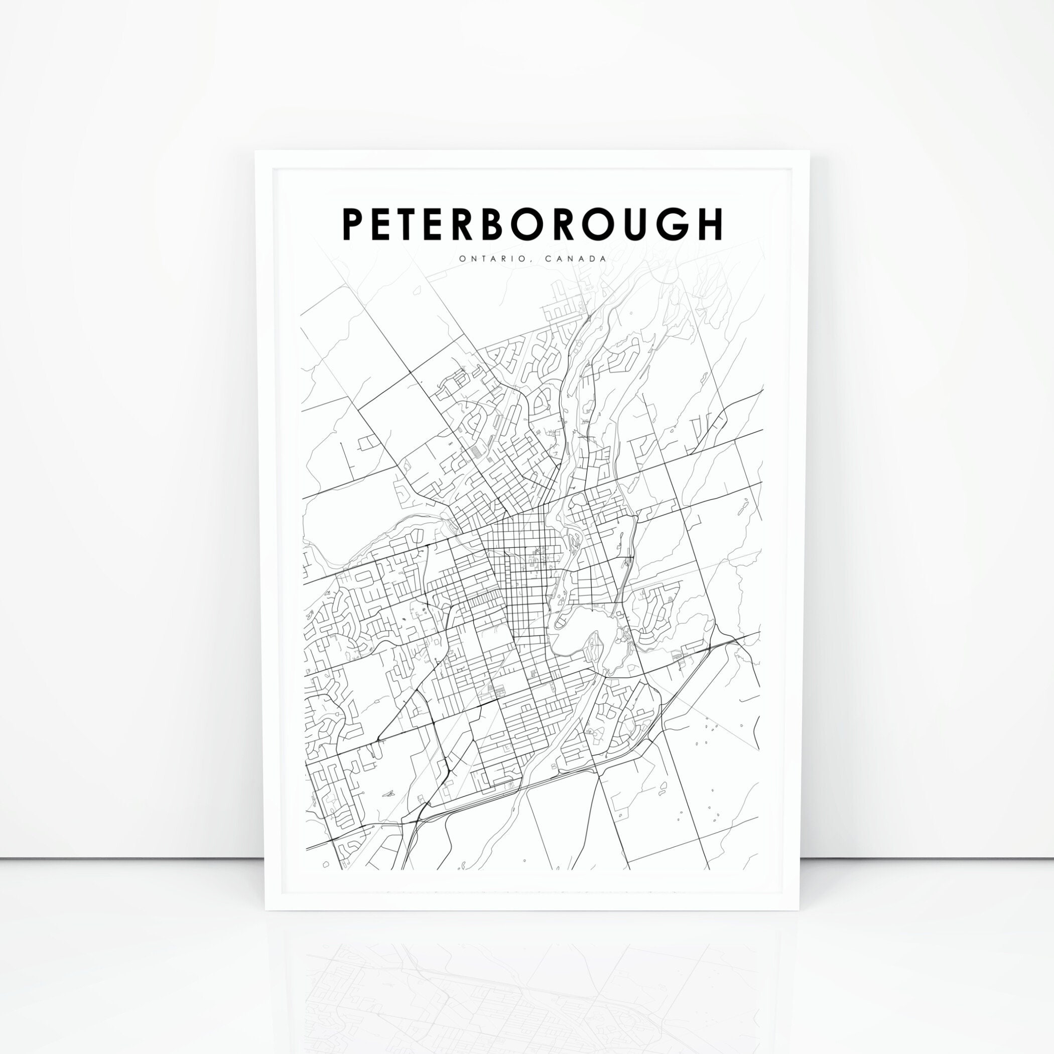 Peterborough Ontario Map Print ON Canada Map Art Poster | Etsy