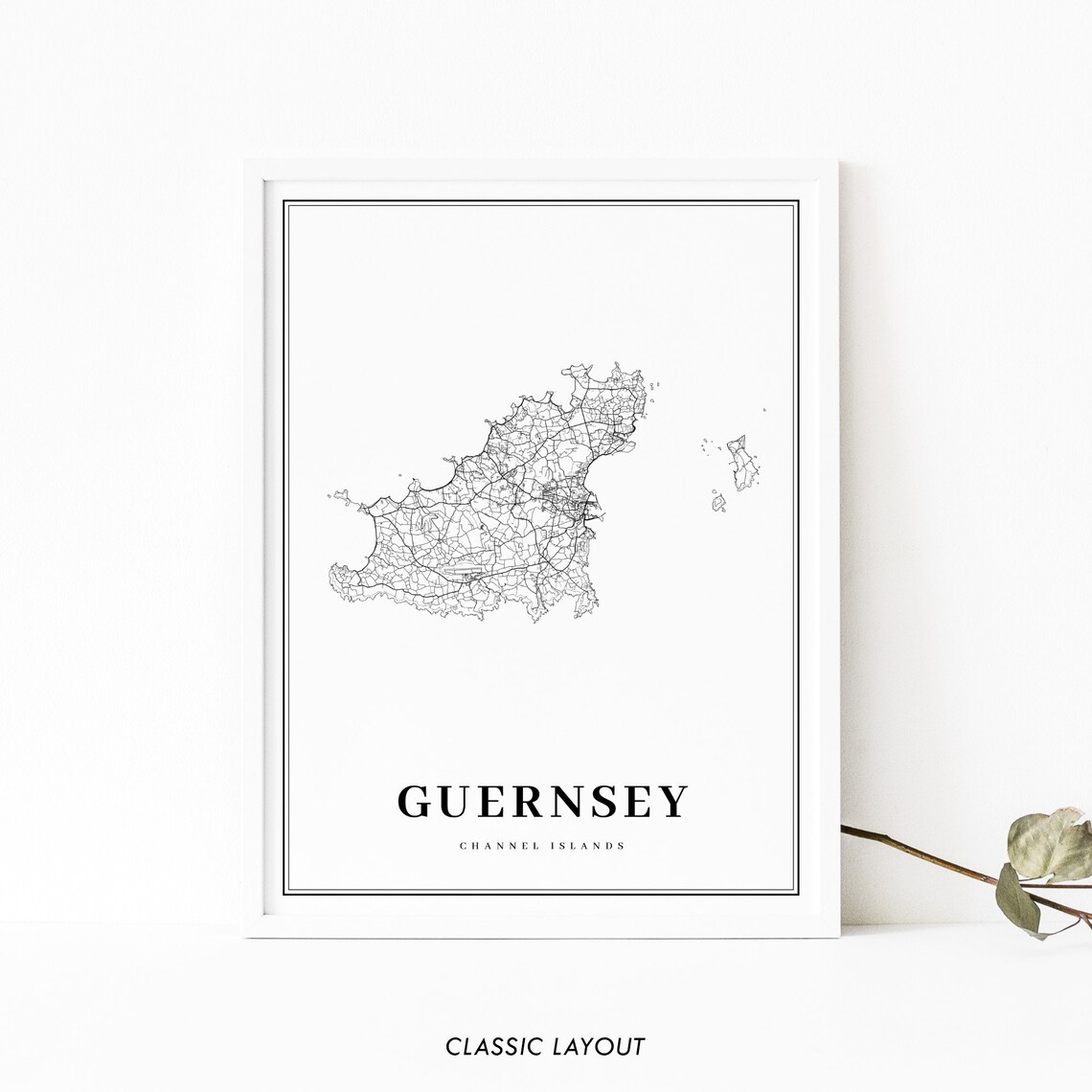 Guernsey Map Print, Channel Islands UK Map Art Poster, Bailliage De ...