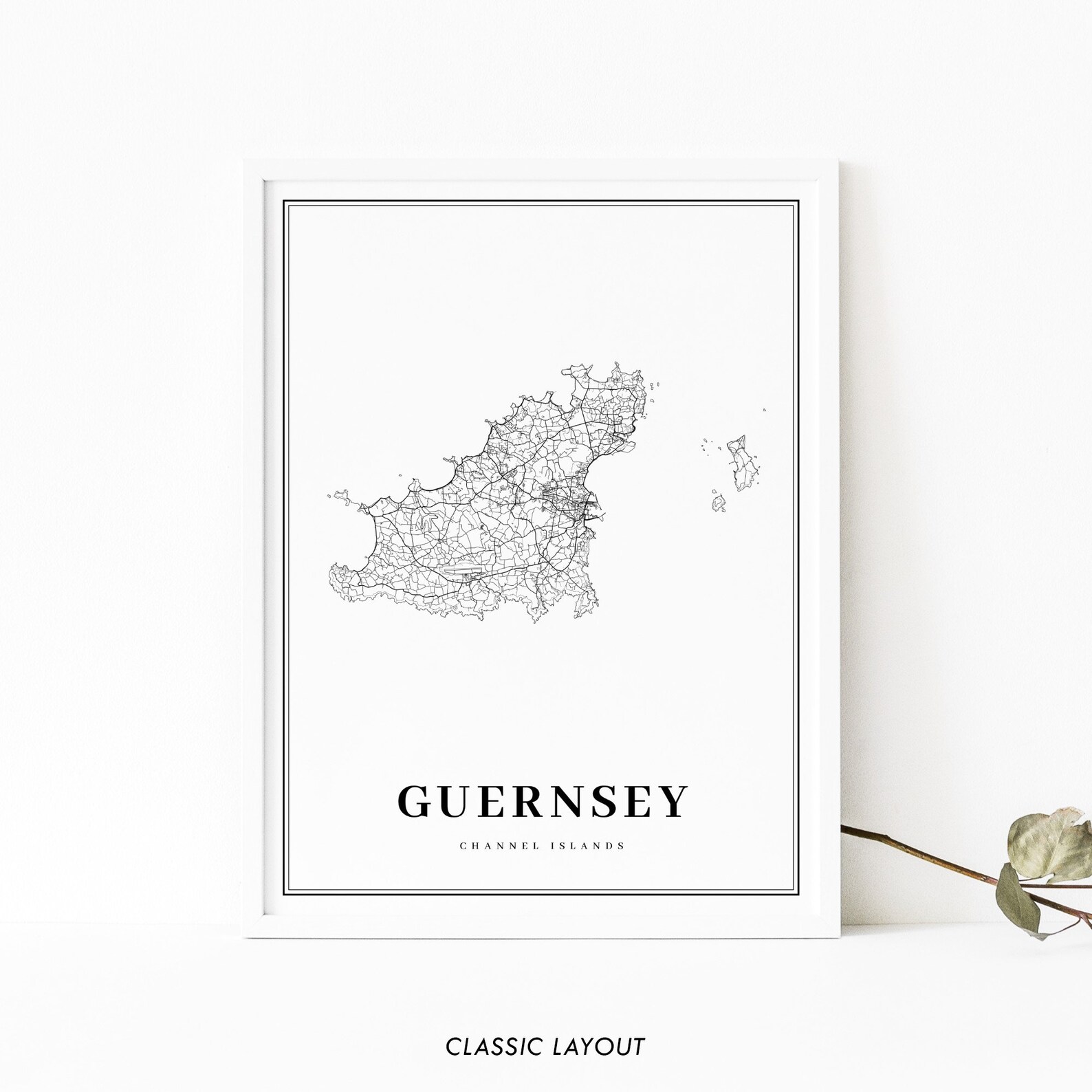 Guernsey Map Print, Channel Islands UK Map Art Poster, Bailliage De ...