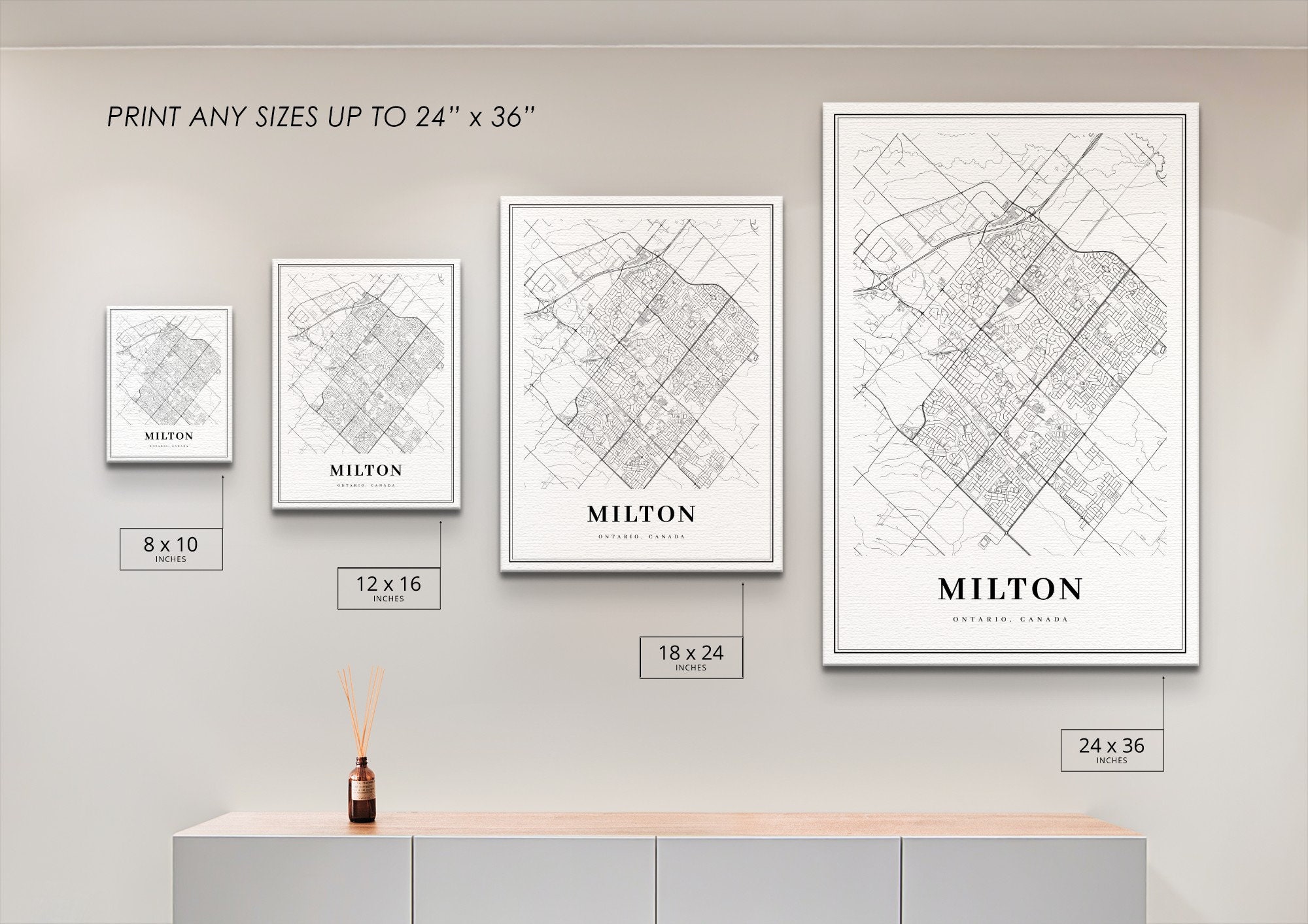 Milton Ontario Map Print ON Canada Map Art Poster City | Etsy