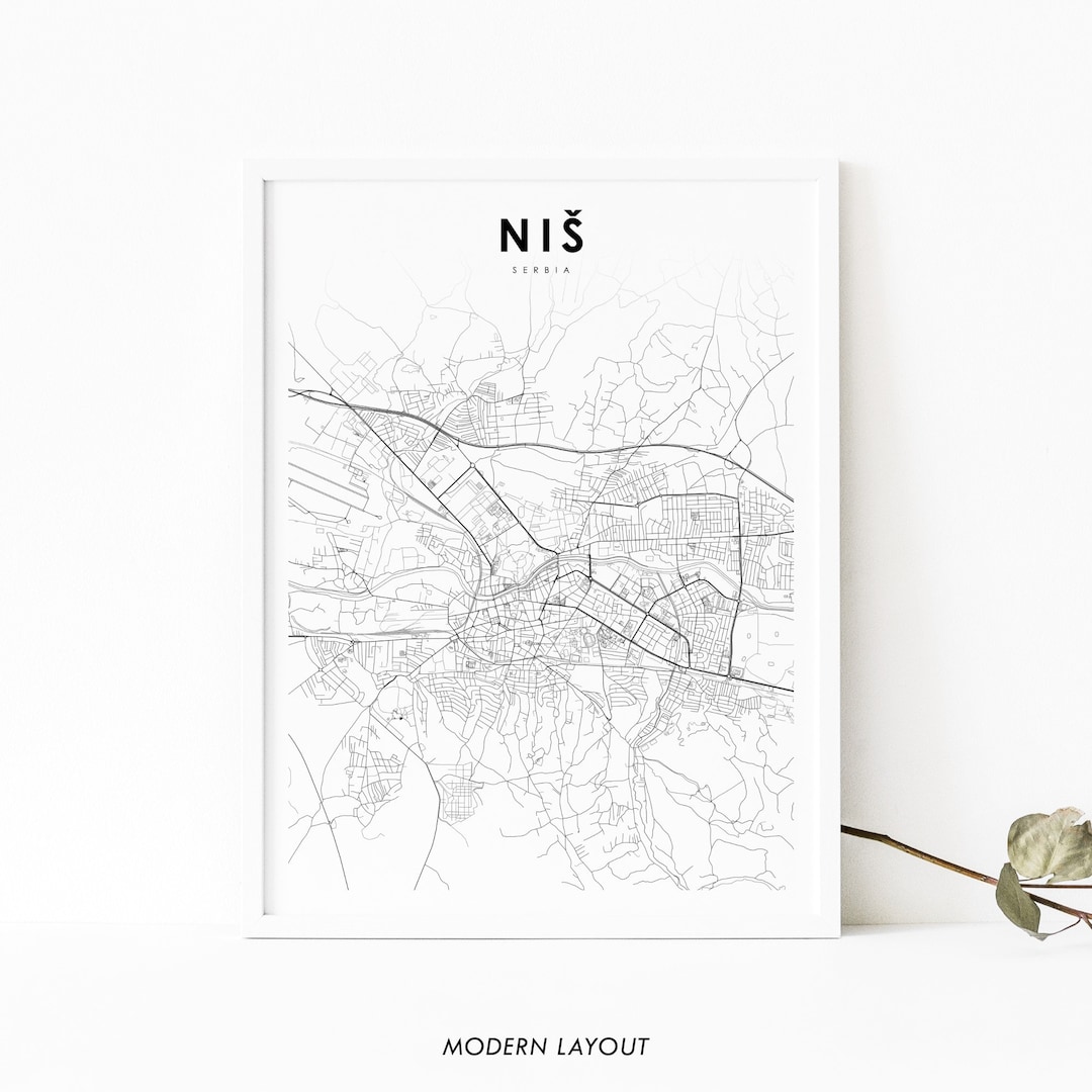 Nis Serbia Map Print, Niš Map Art Poster, Ниш Србија, City Street Road ...