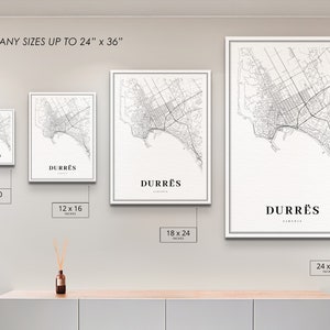 Durrës Albania Map Print, Durrës Map Art Poster, Shqipërisë, City Road ...