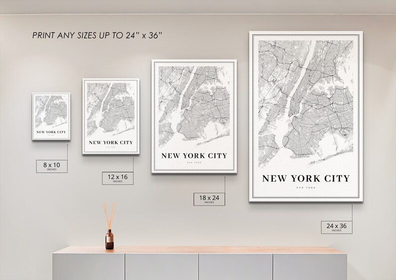 New York Area Map Print, New York City NYC NY USA Map Art Poster, City ...