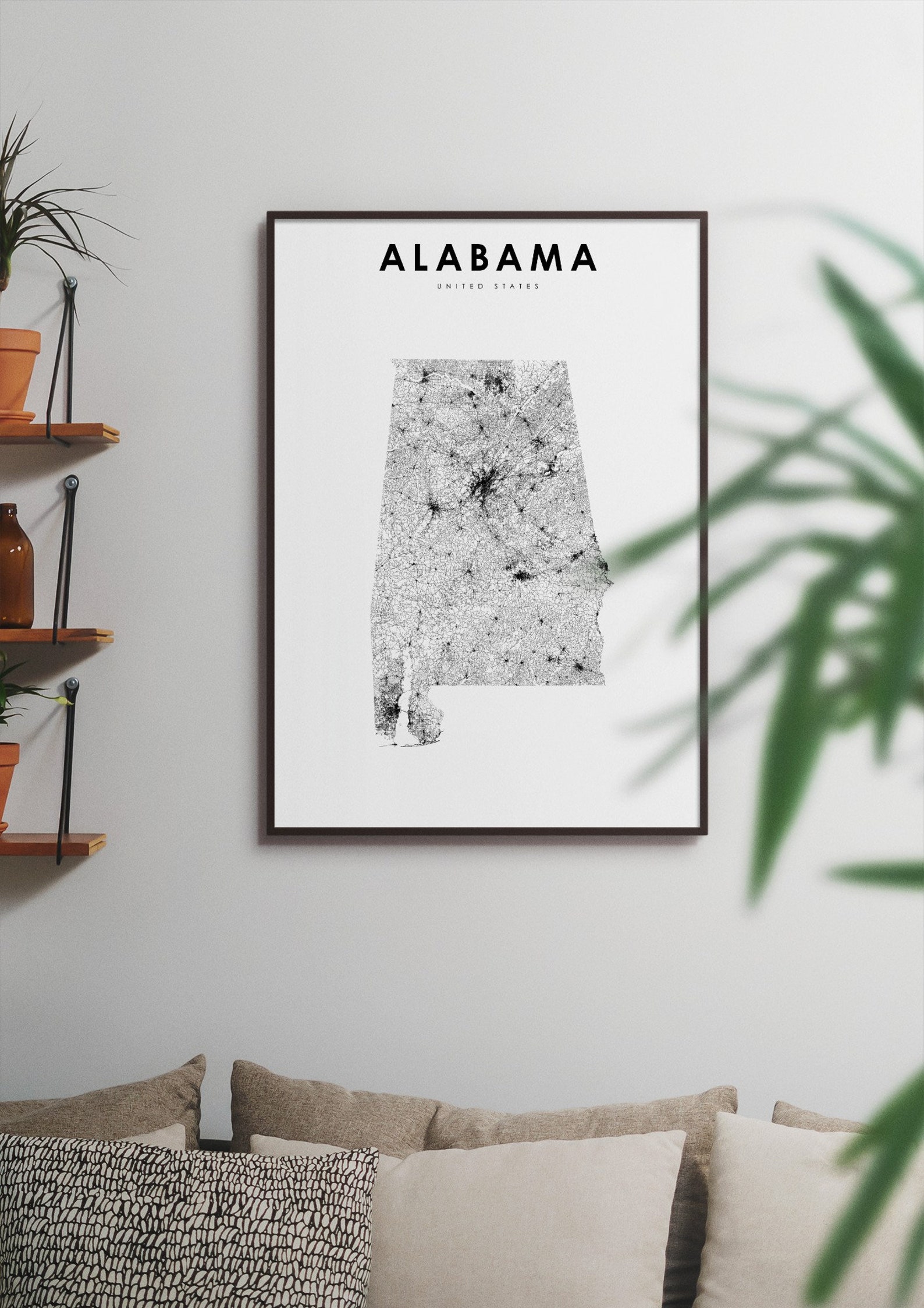 Alabama Map Print State Road Map Print AL USA United States | Etsy