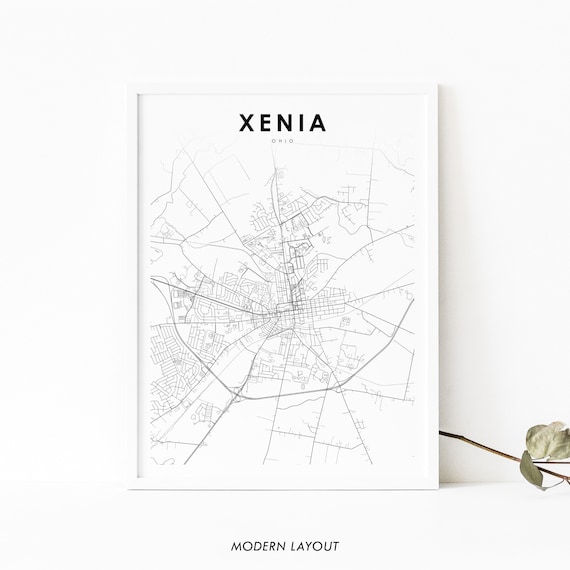 Xenia OH Map Print Ohio USA Map Art Poster Dayton Greene | Etsy