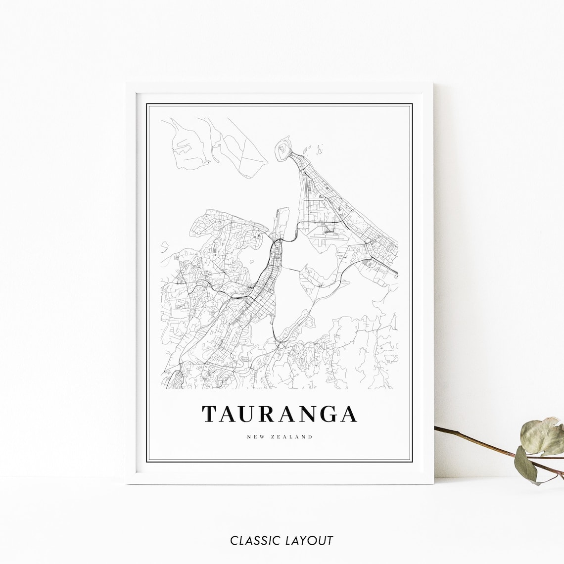 Tauranga New Zealand Map Print, Map Art Poster, Bay of Plenty City Road ...