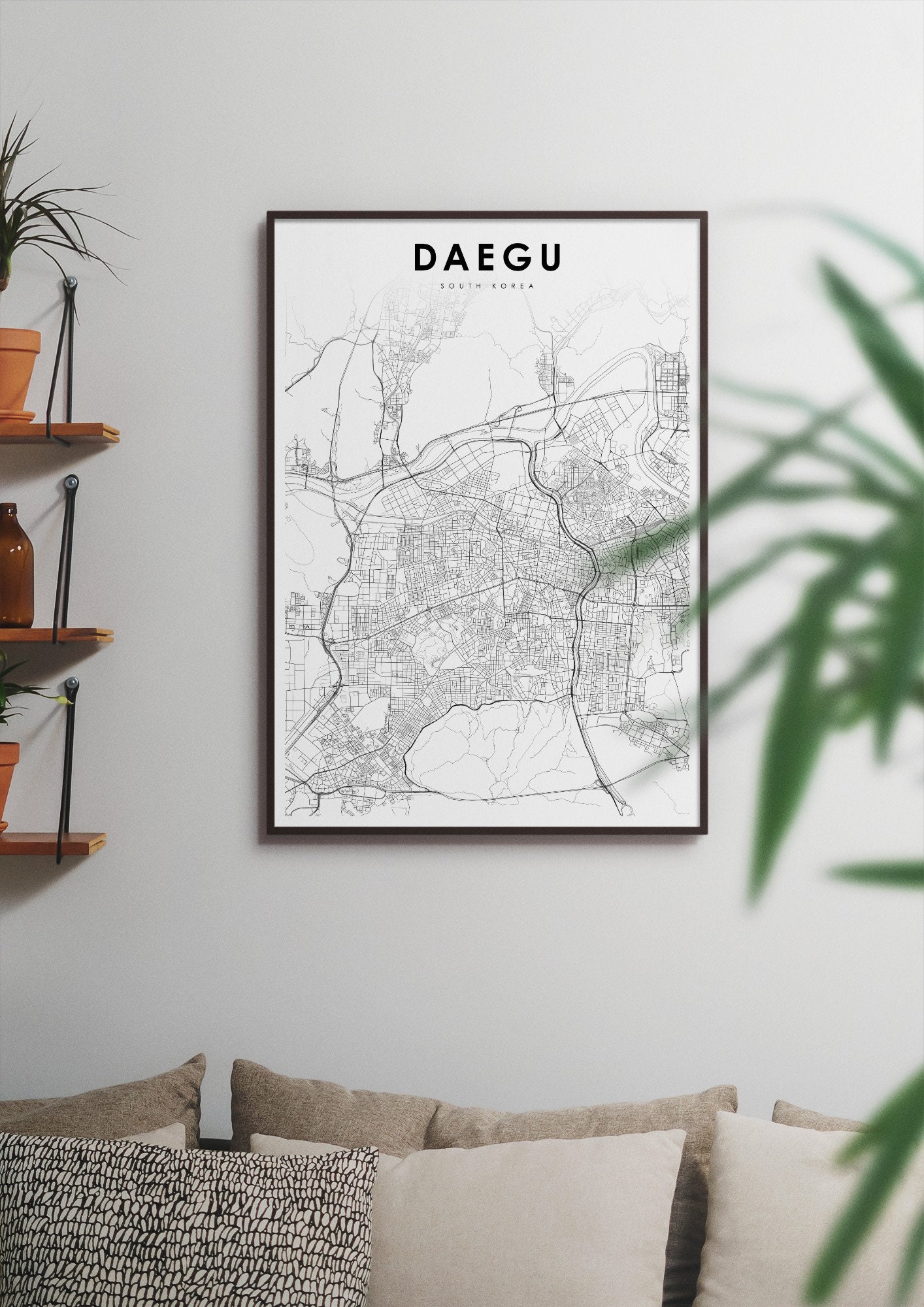 Daegu South Korea Map Print, Map Art Poster, Daeku 대구 대한민국 경상북도 지도 ...