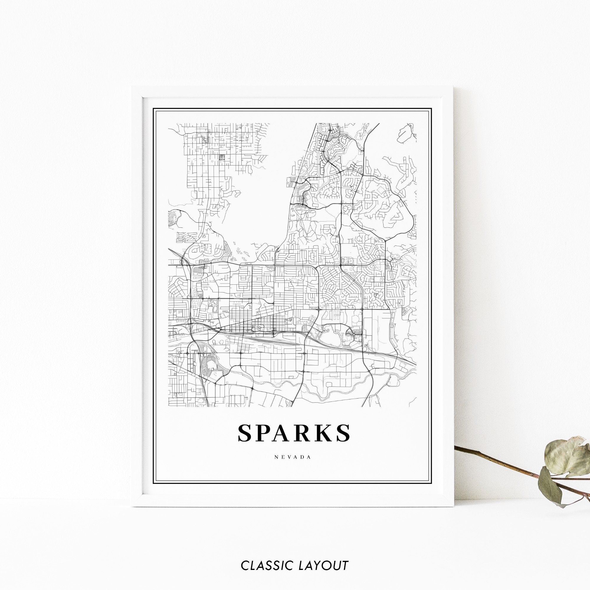 Sparks NV Map Print Nevada USA Map Art Poster Reno Washoe | Etsy