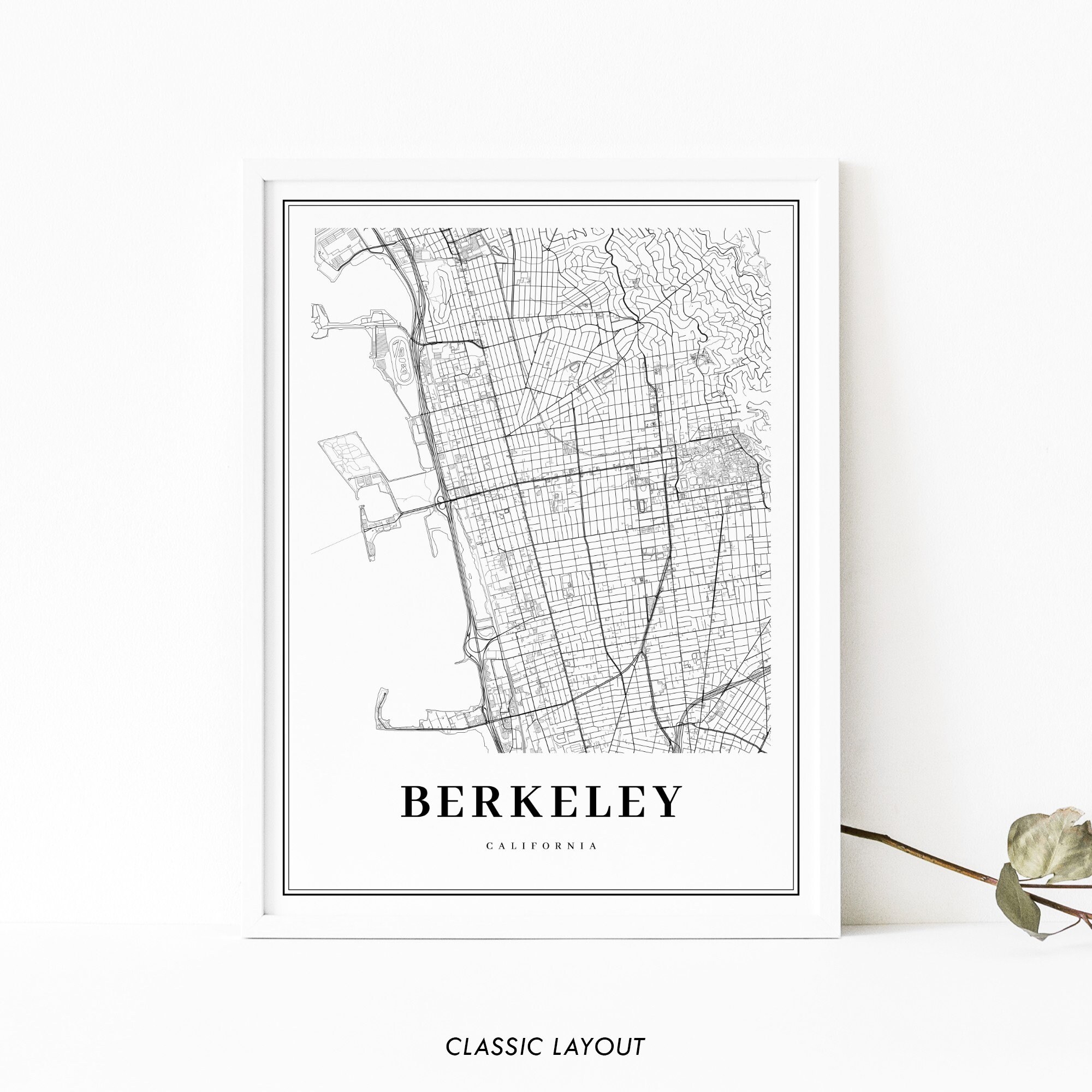 Berkeley CA Map Print, California USA Map Art Poster, City Street Road ...