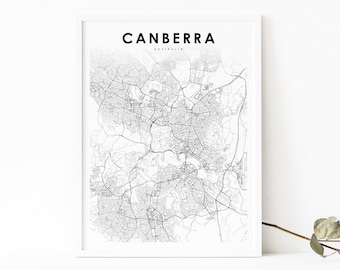 Canberra Map Print, Canberra Australia Map Art Poster, City Street Road ...