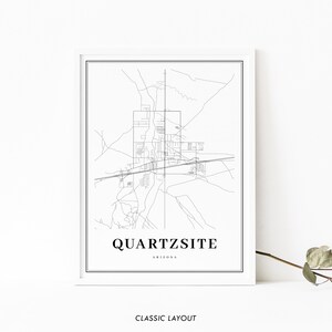 Quartzsite AZ Map Print, Arizona USA Map Art Poster, La Paz County City ...