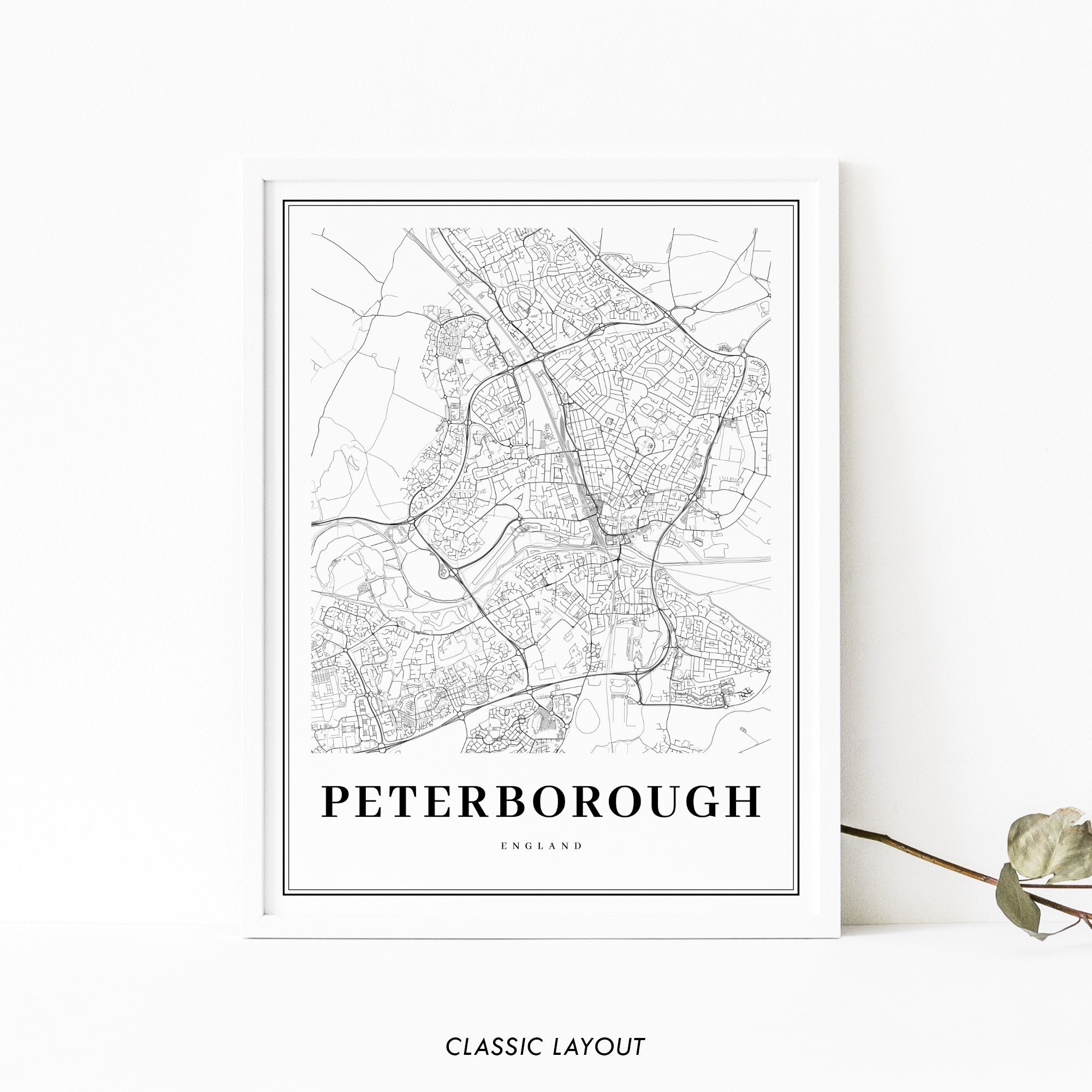 Peterborough England Map Print UK United Kingdom Map Art | Etsy