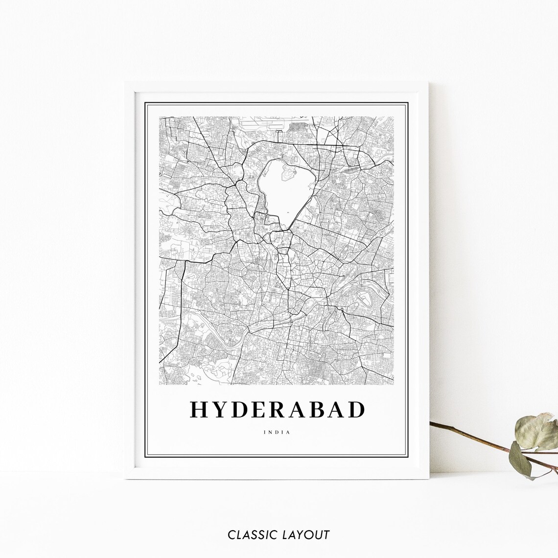 Buy Hyderabad India Map Print Map Art Poster Telangana City Online in ...