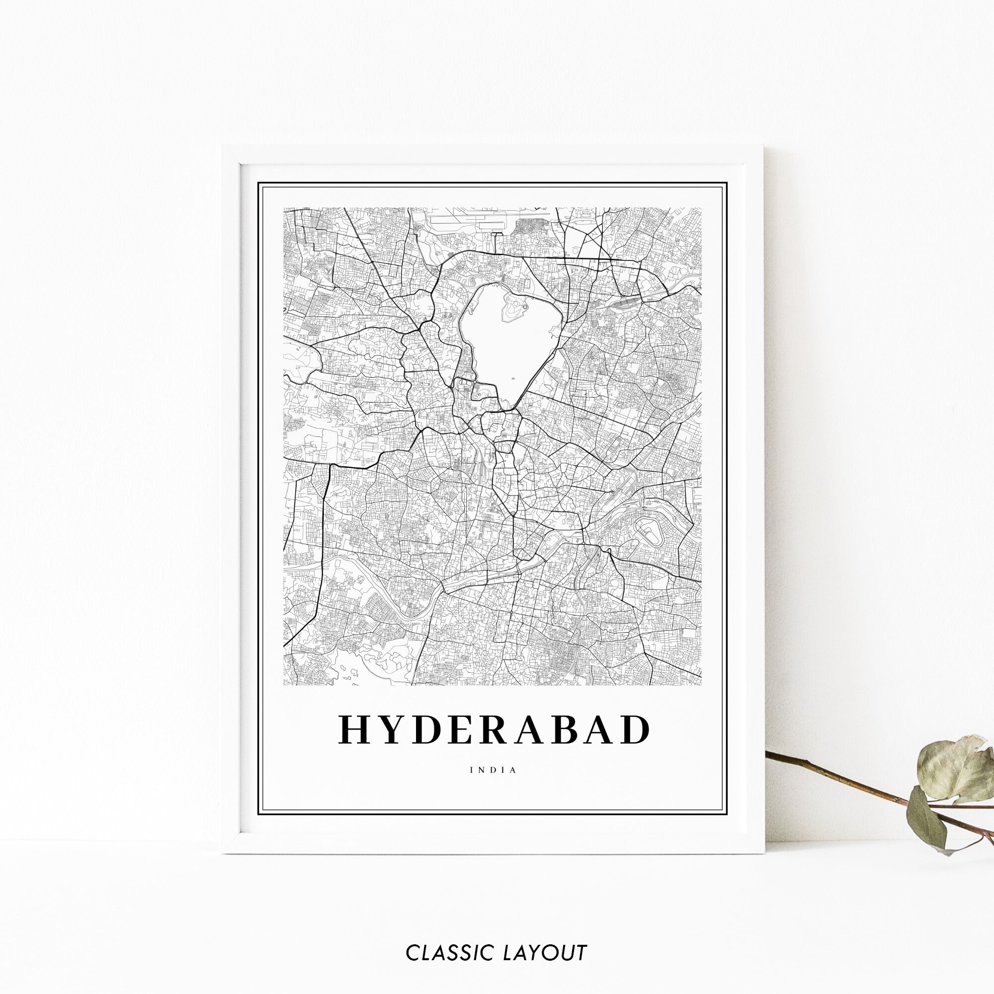 Hyderabad India Map Print Map Art Poster Telangana City | Etsy