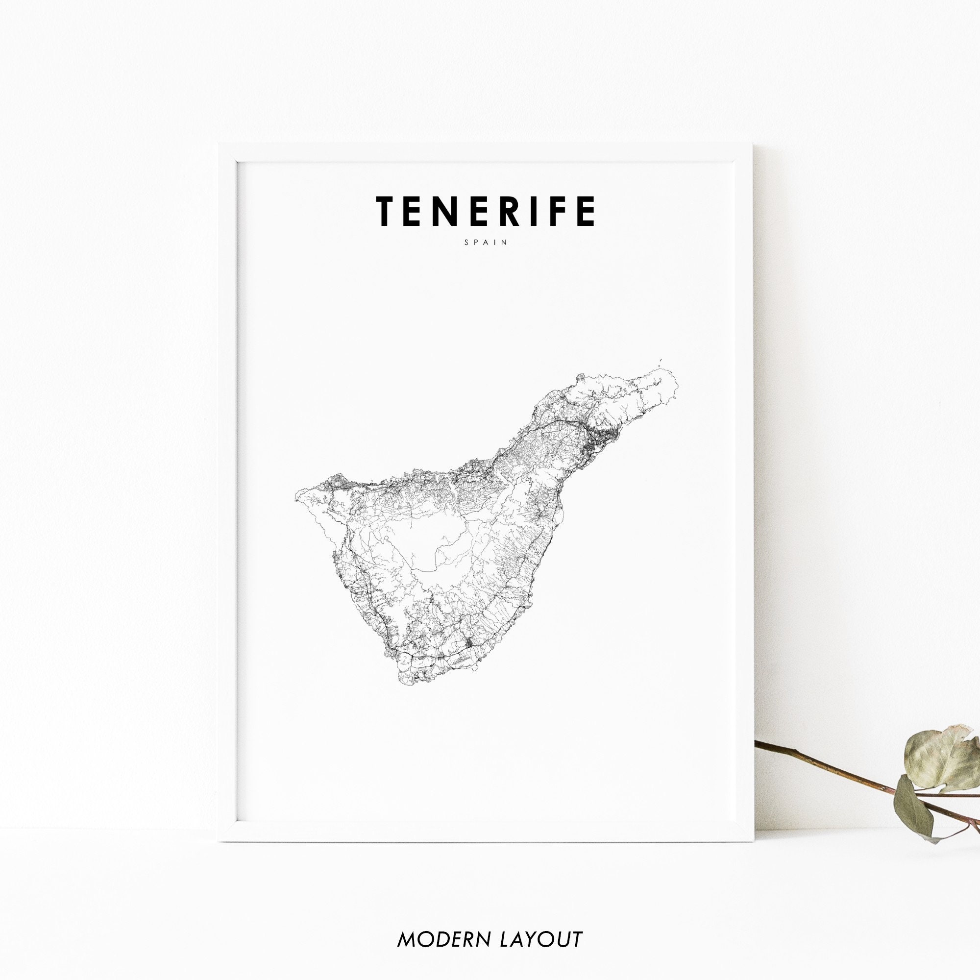 Tenerife Canary Islands Map Print, Spain Map Art Poster, Canarias City ...