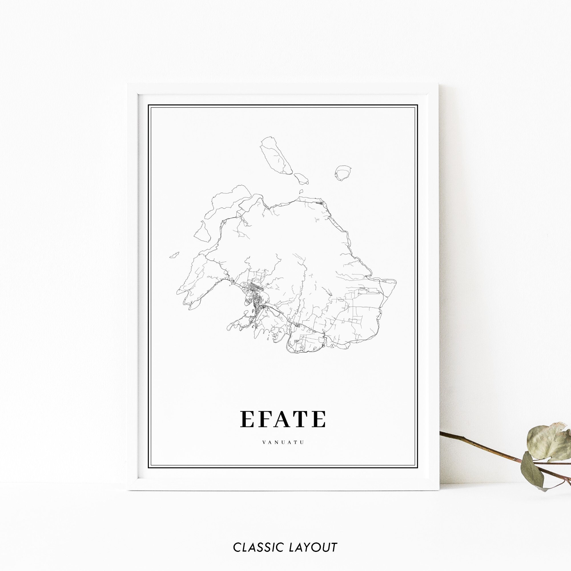 Efate Vanuatu Map Print Map Art Poster Port Vila Île Vate - Etsy UK