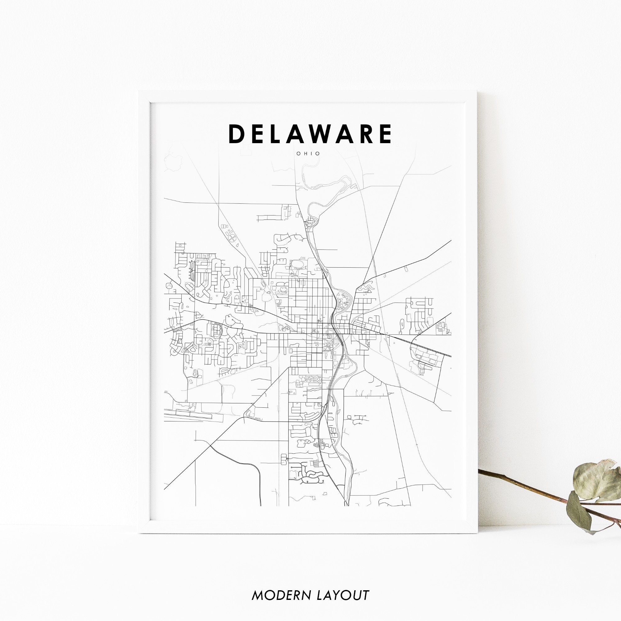 Delaware OH Map Print Ohio USA Map Art Poster City Street | Etsy